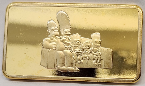THE SIMPSONS . GOLD INGOT BAR . GOLD PLATED . TROY OUNCE