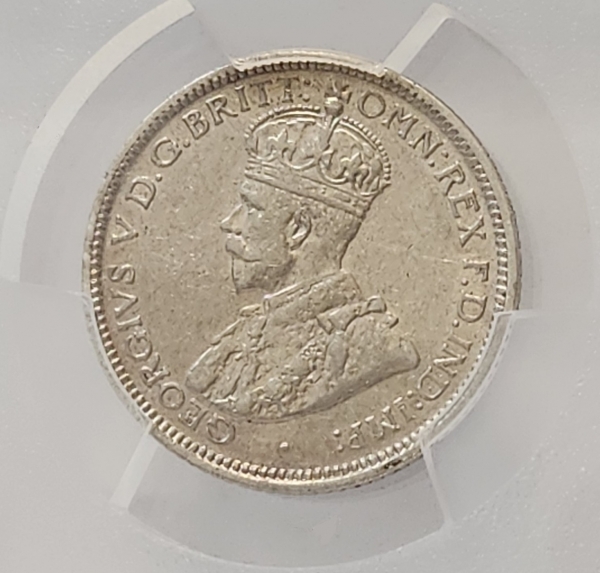 AUSTRALIA 1918 . SIXPENCE . PCGS AU50