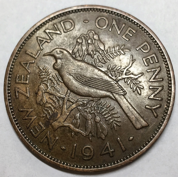 New Zealand 1941...Penny Coin...Variety